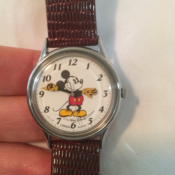 Lorus | Jewelry | Lorus Quartz Mickey Mouse Watch Brown Lizard Strap ...